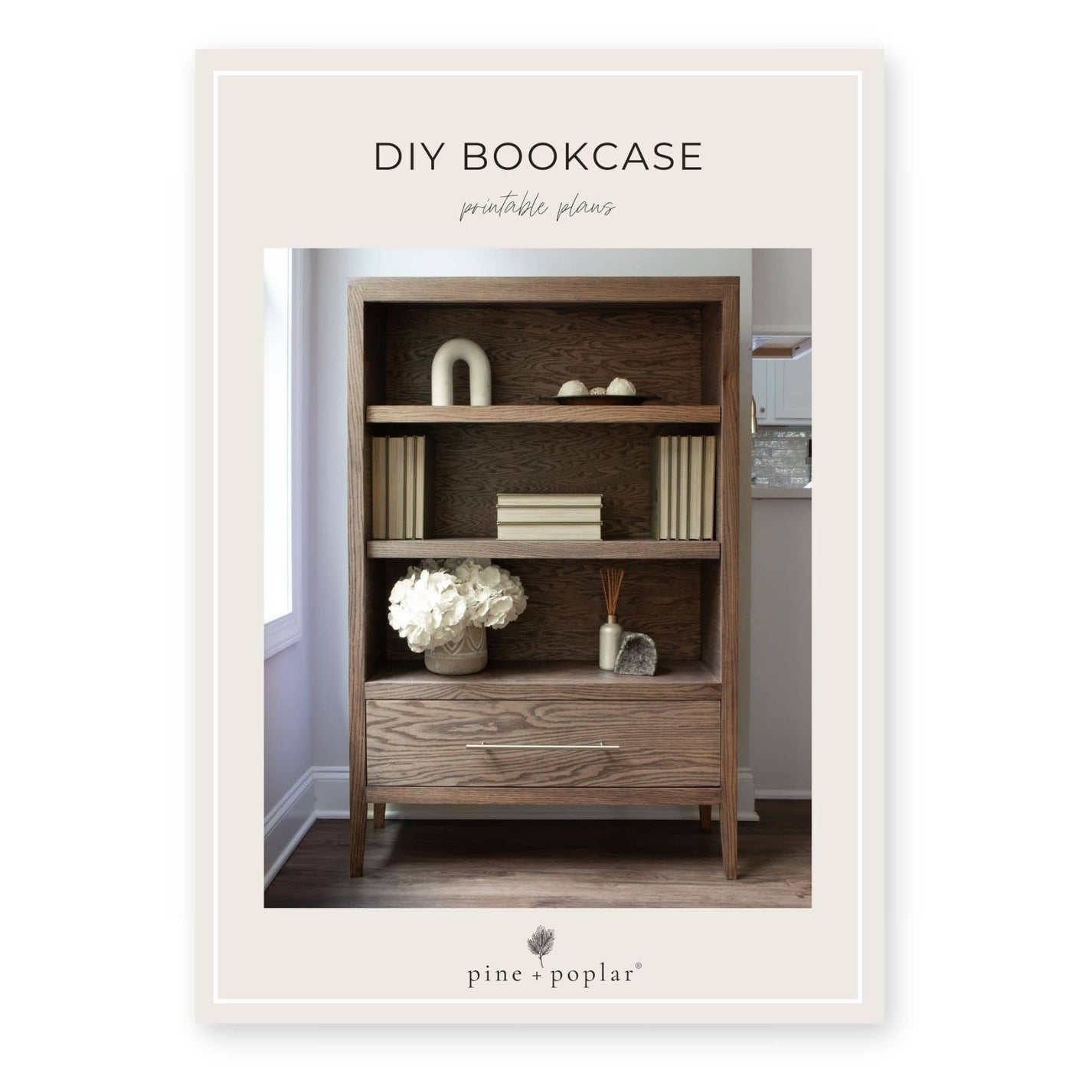 Bookcase with Drawer Printable Plans – Pine and Poplar