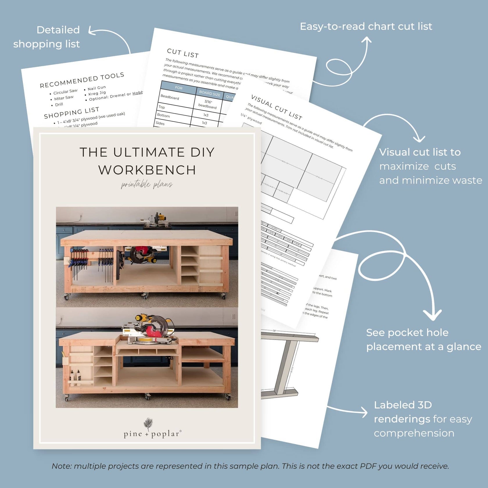 Ultimate Workbench Printable Plans – Pine and Poplar