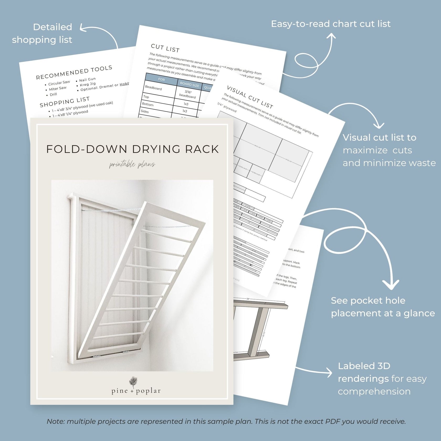 Fold-Down Drying Rack Printable Plans – Pine and Poplar