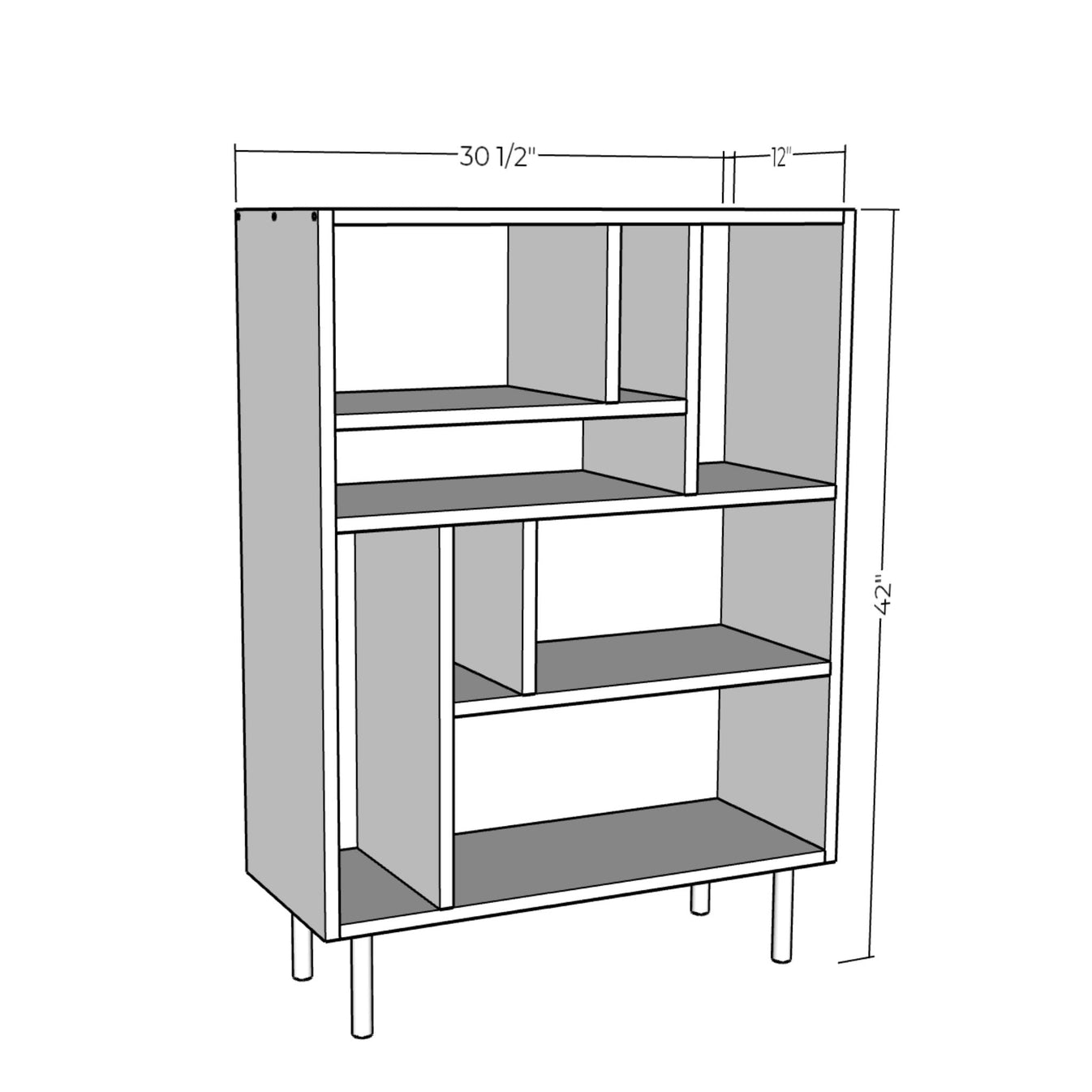 Mid-Century Modern Bookcase Printable Plans – Pine and Poplar