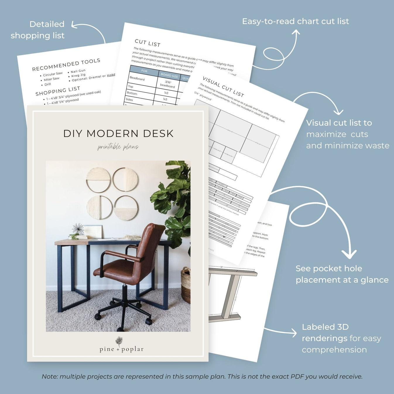 Modern Desk Printable Plans – Pine and Poplar