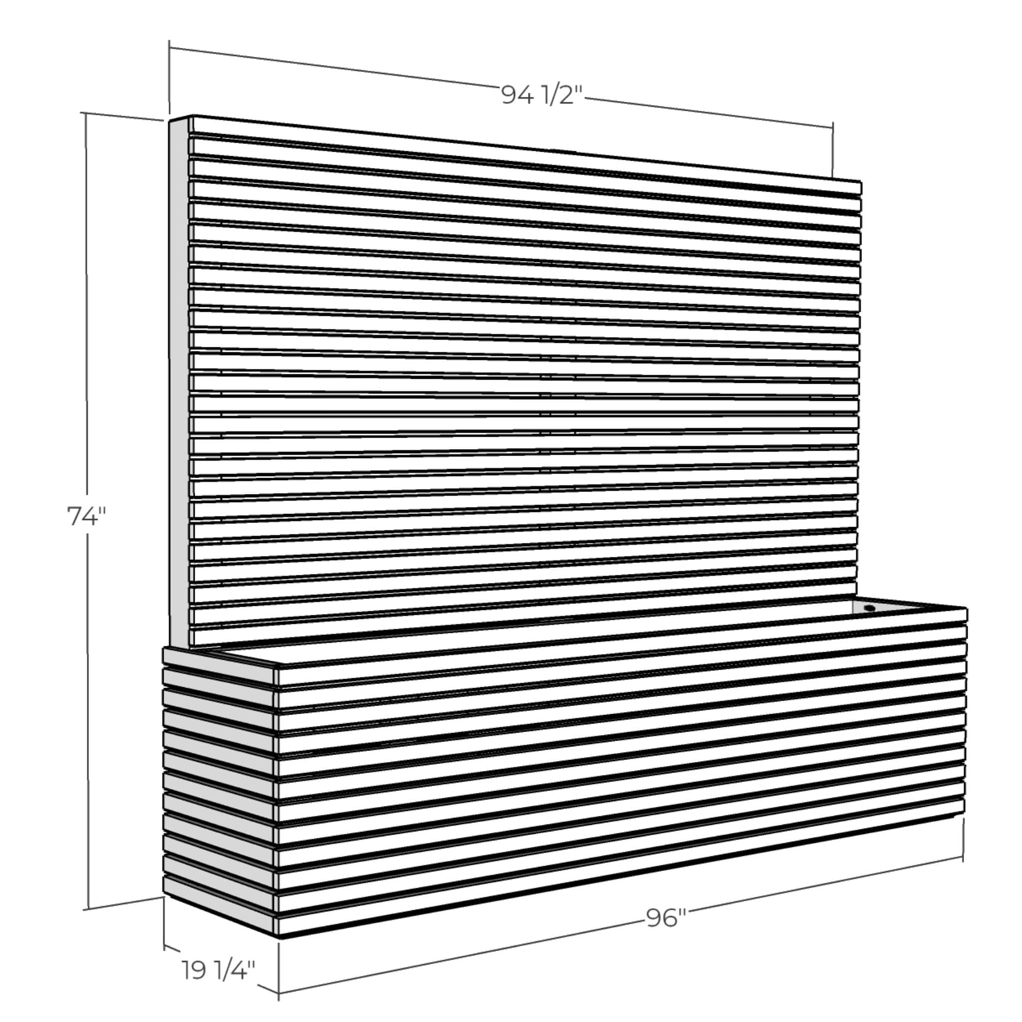 Wood Slat Privacy Screen with Planter Printable Plans – Pine and Poplar