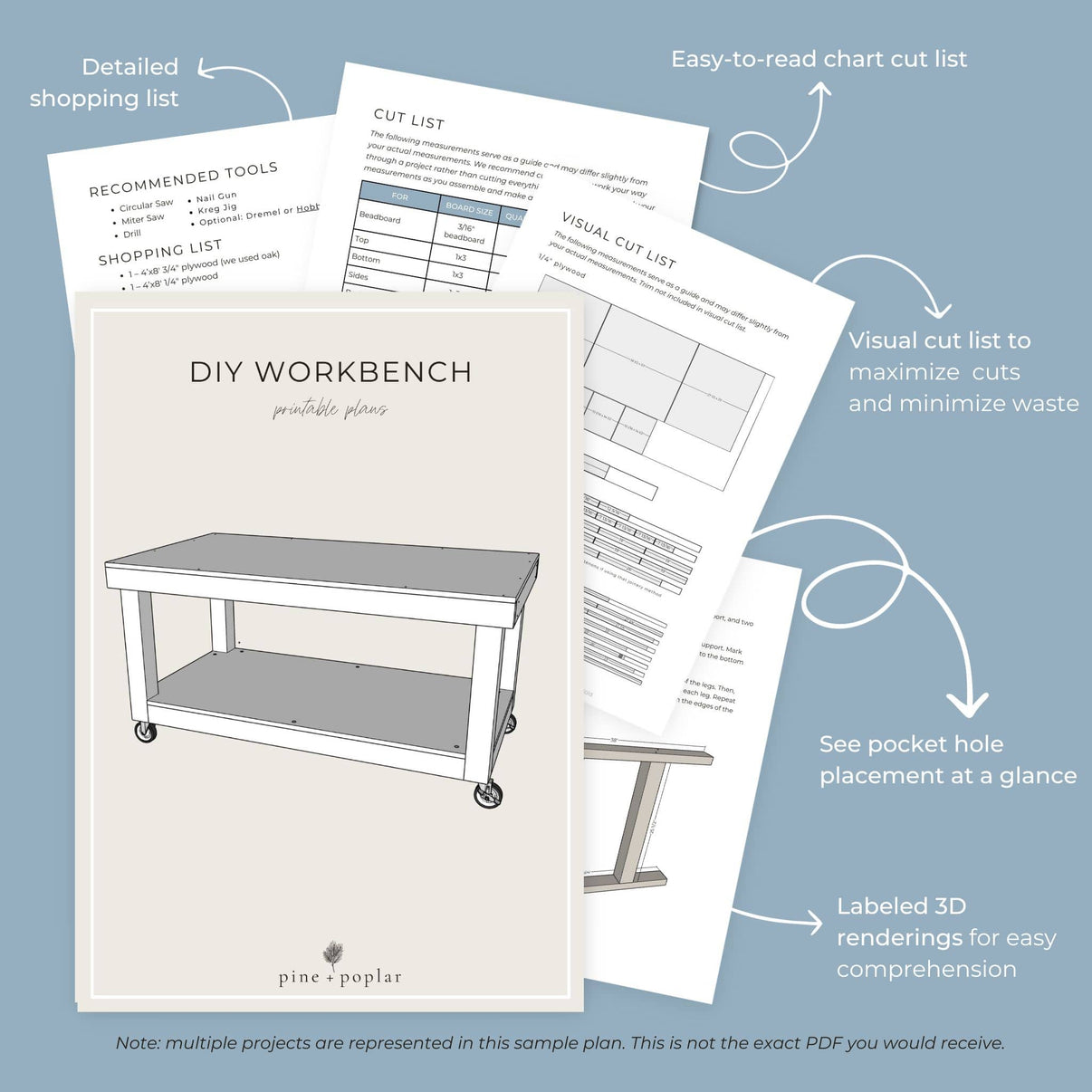 Workbench Printable Plans – Pine and Poplar